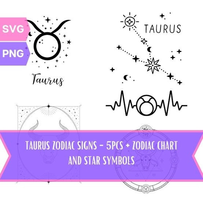Zodiac Sign Taurus - PNG Bundle, SVG Bundle, Star Signs, Taurus Svg ...