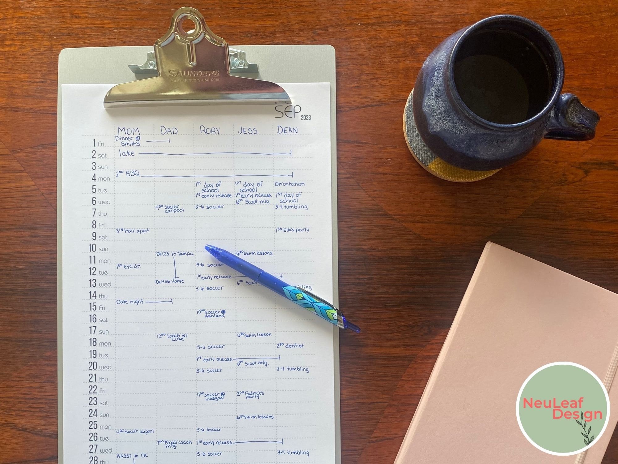 Printable Family Calendar, Vertical Format, Chore Chart, September 2023 ...