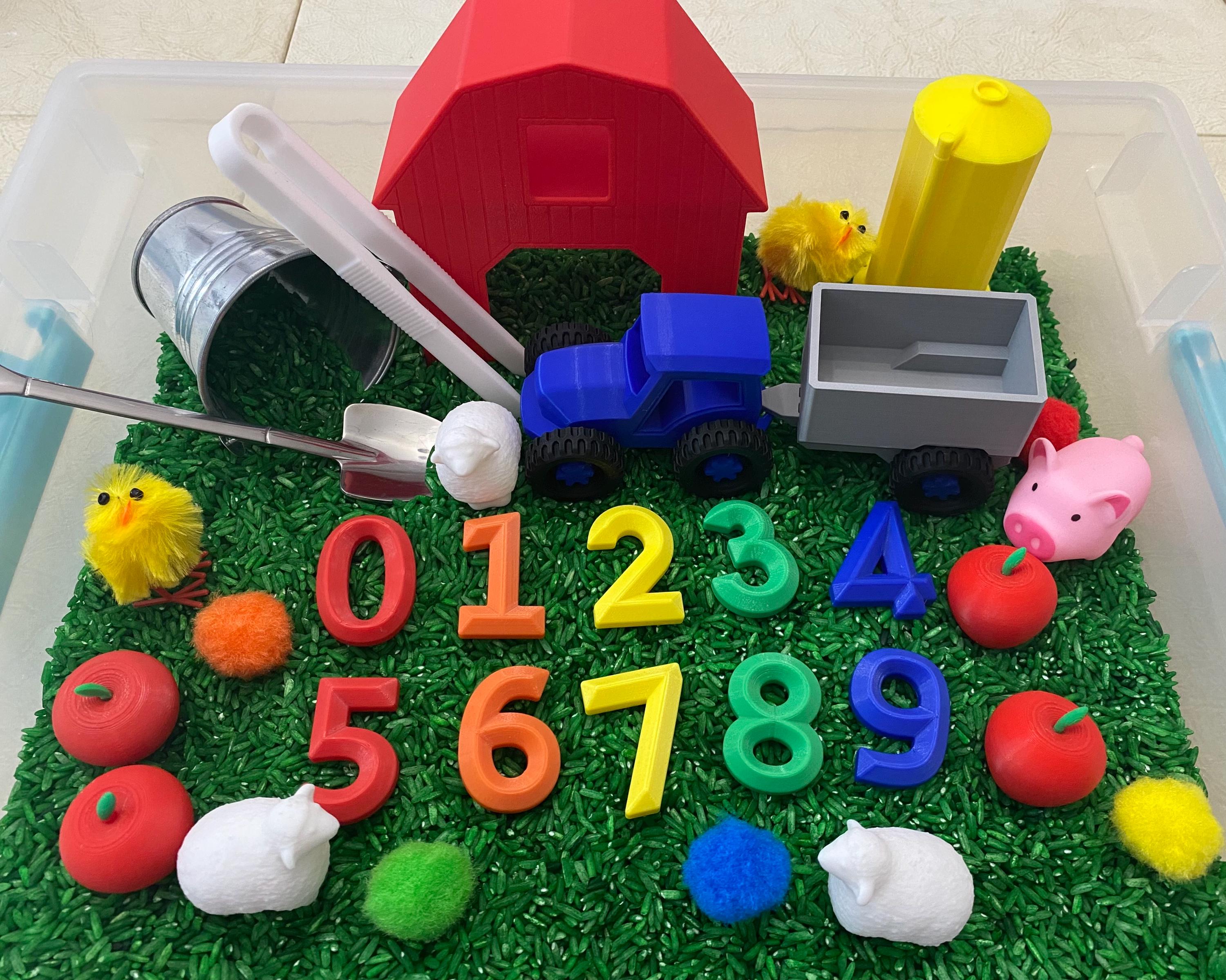 Montessori Farm Animal Counting Sensory Bin for Kids | Flisat Bin ...