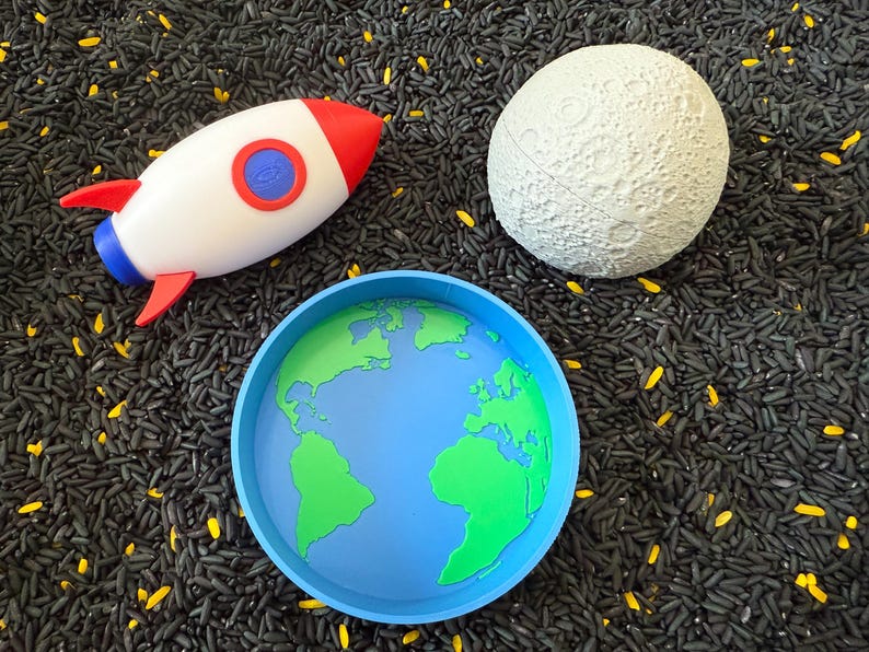 Outer Space Sensory Bin - Montessori Galaxy Play Kit | Planets, Rocket ...