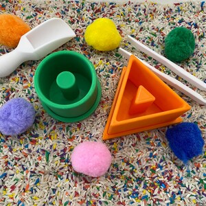 Montessori Shape Puzzle Sensory Bin - Interactive Play Kit for Kids ...
