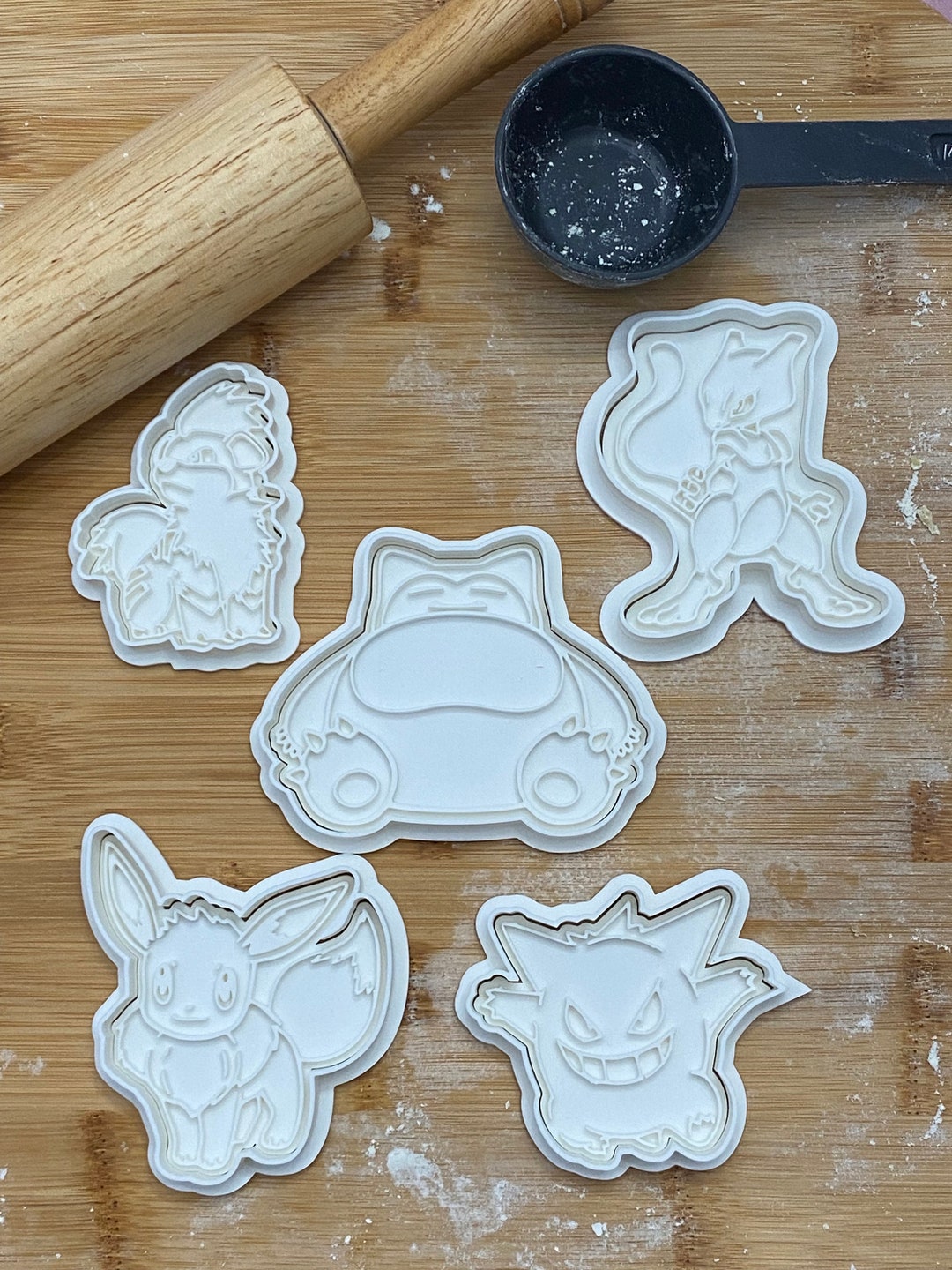 5-piece Pokemon Cookie Cutters & Embosser/stamp Set Snorlax, Gengar ...