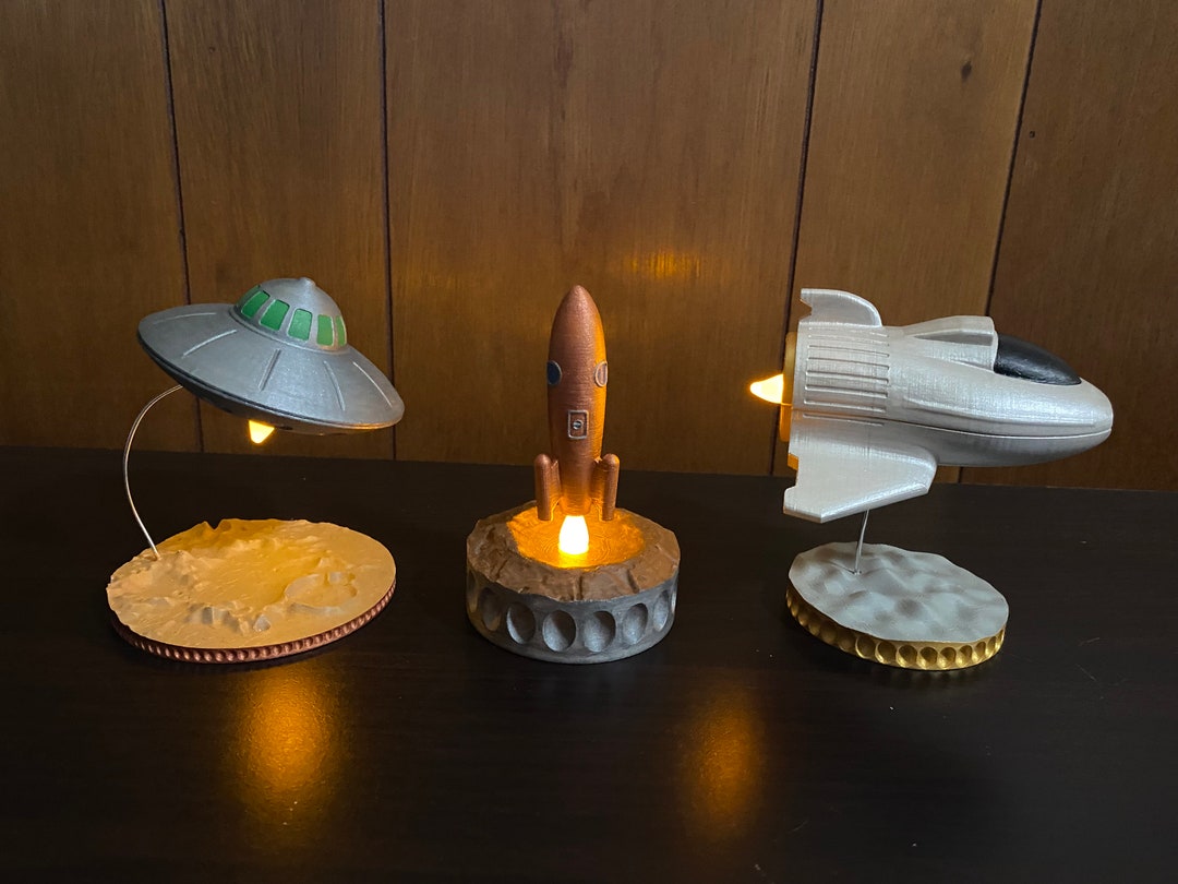 Space Craft LED Light Holder: UFO, Rocket Ship, Space Ship Desk ...