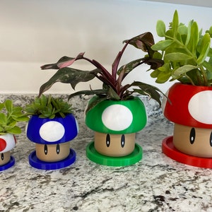 Mario Mushroom Planter and Drip Tray - Unique Plant Pot - Perfect for ...