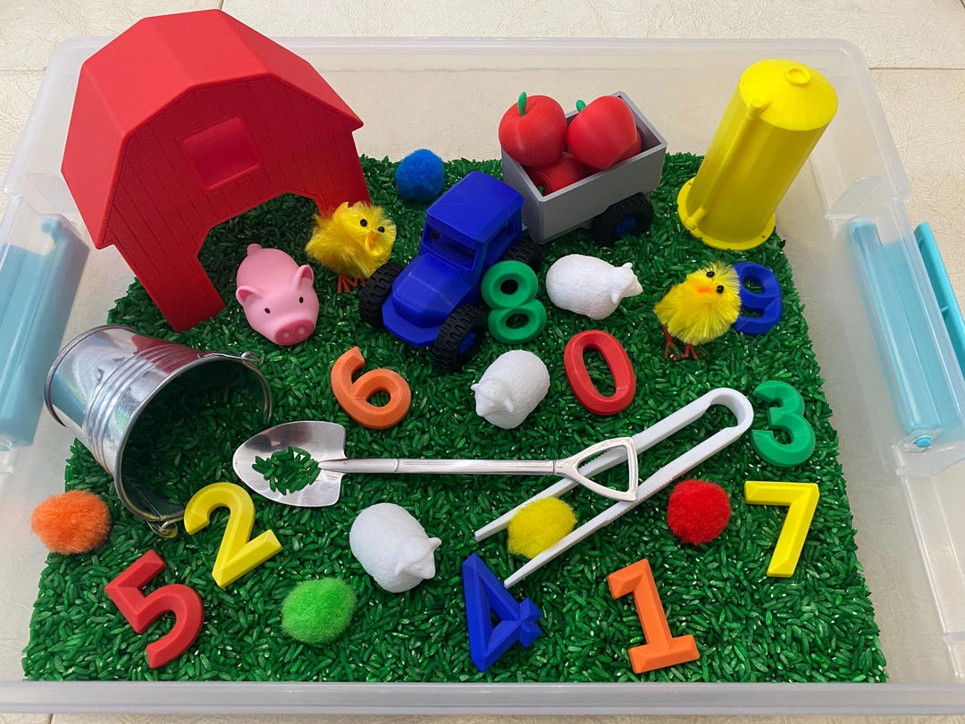 Montessori Farm Animal Counting Sensory Bin for Kids | Flisat Bin ...