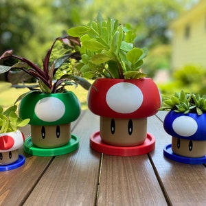 Mario Mushroom Planter and Drip Tray - Unique Plant Pot - Perfect for ...