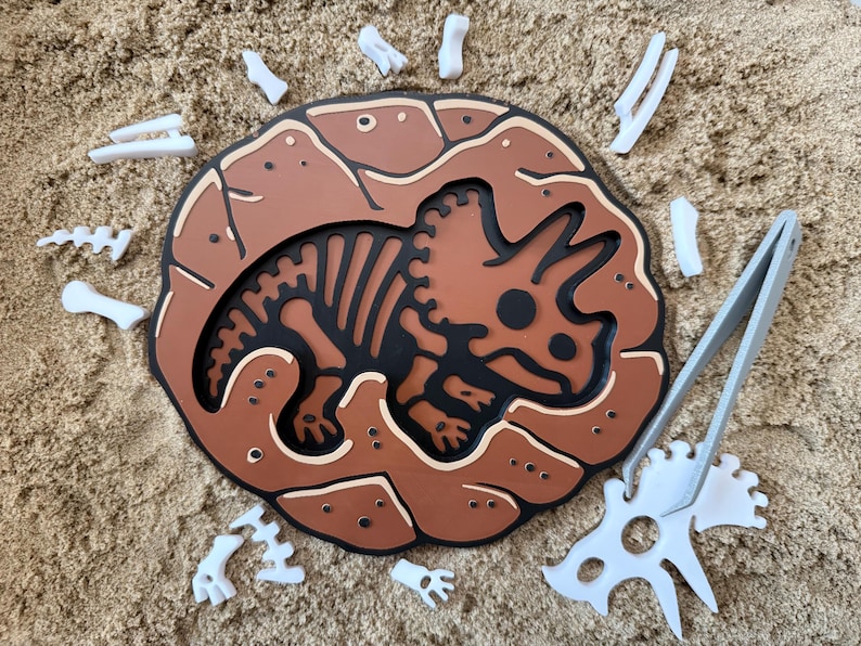 Dinosaur Fossil Puzzle - Montessori Dino Toy - Fine Motor STEM Activity ...