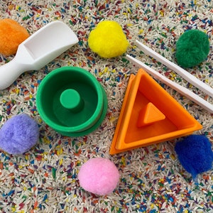 Montessori Shape Puzzle Sensory Bin - Interactive Play Kit for Kids ...