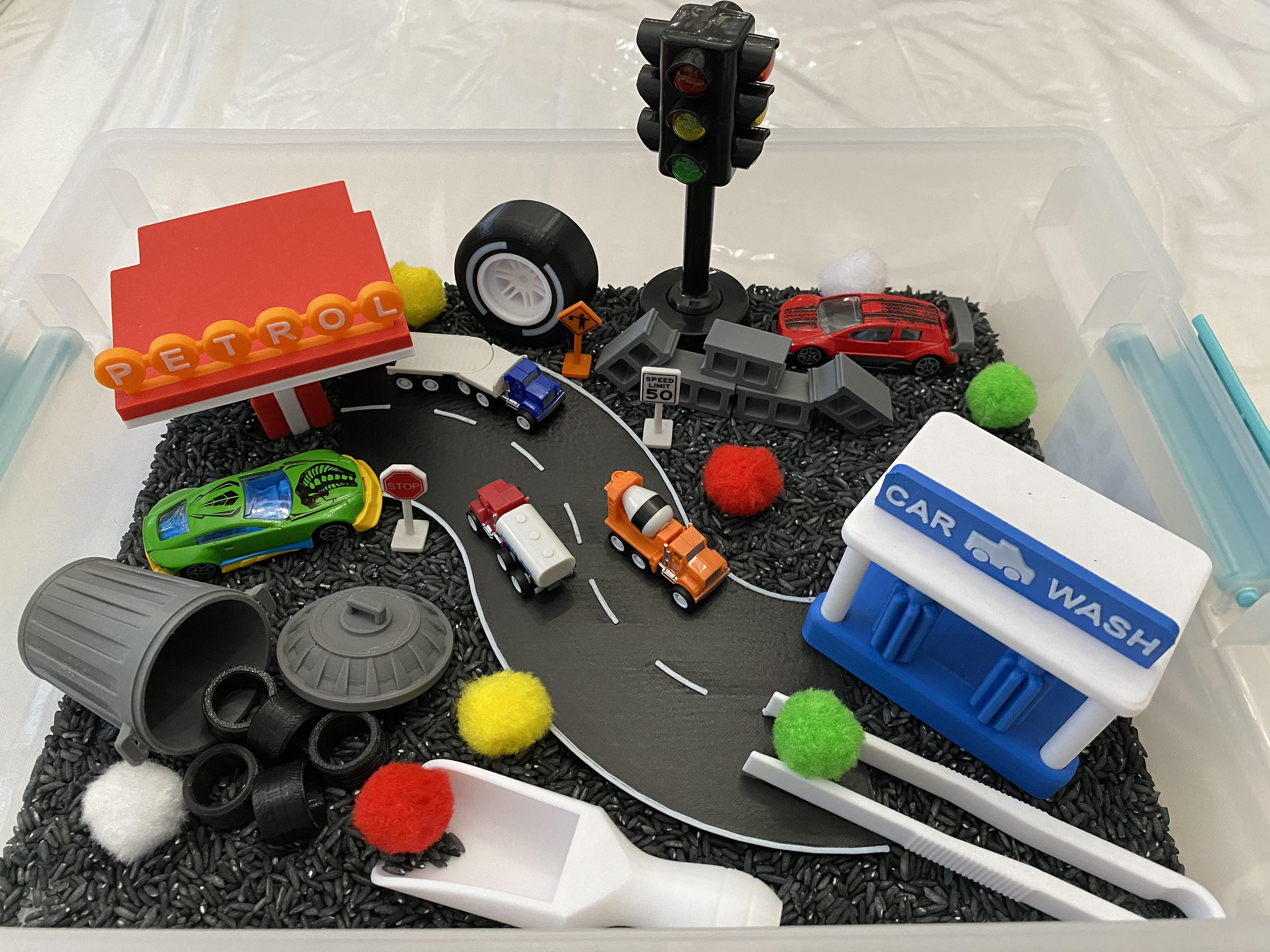 Montessori Car and Truck City Sensory Bin Interactive Play Kit for Kids ...