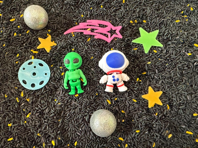 Outer Space Sensory Bin - Montessori Galaxy Play Kit | Planets, Rocket ...