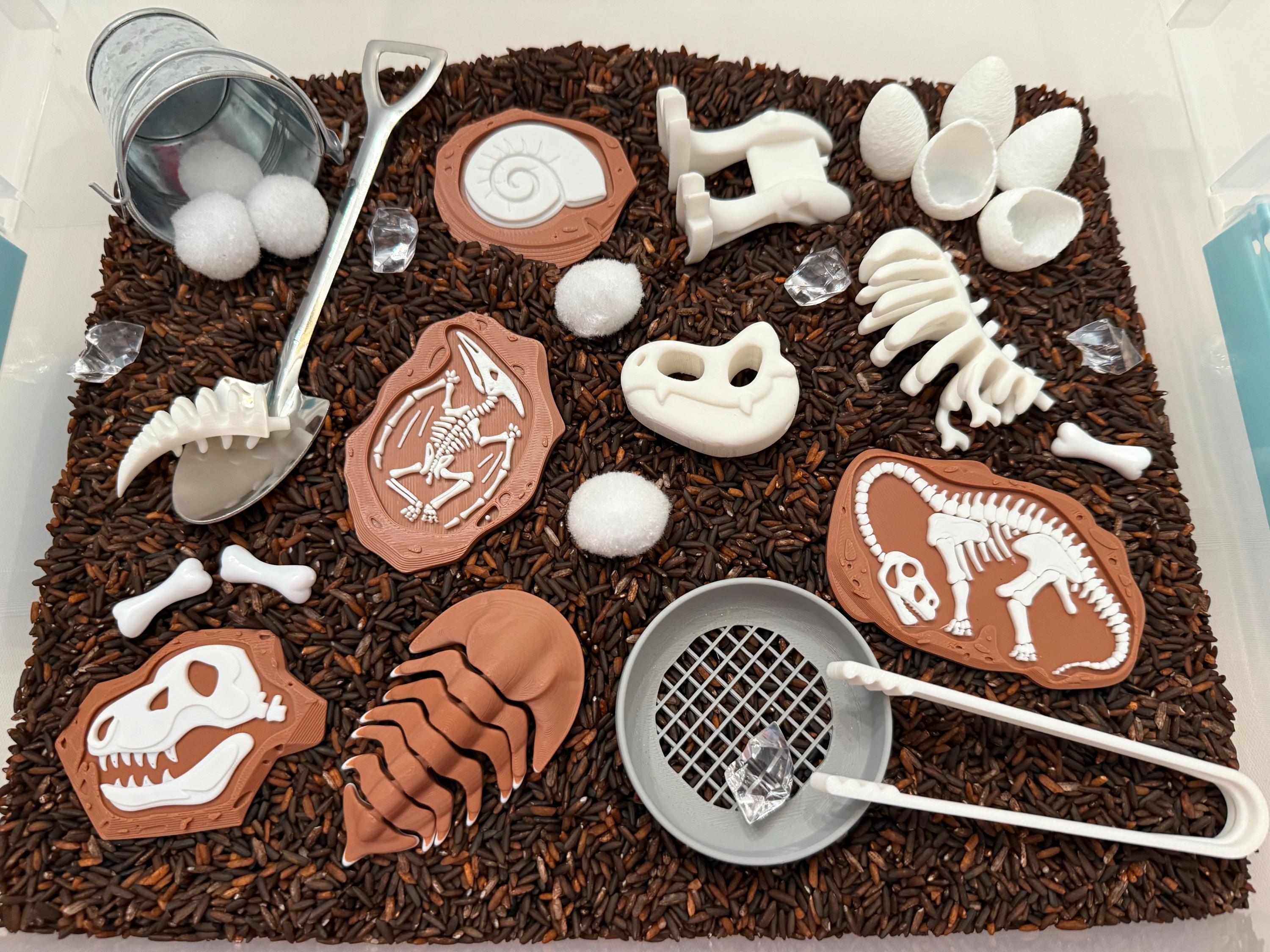 Dinosaur Fossil Dig Sensory Bin - Montessori Excavation Activity Kit ...