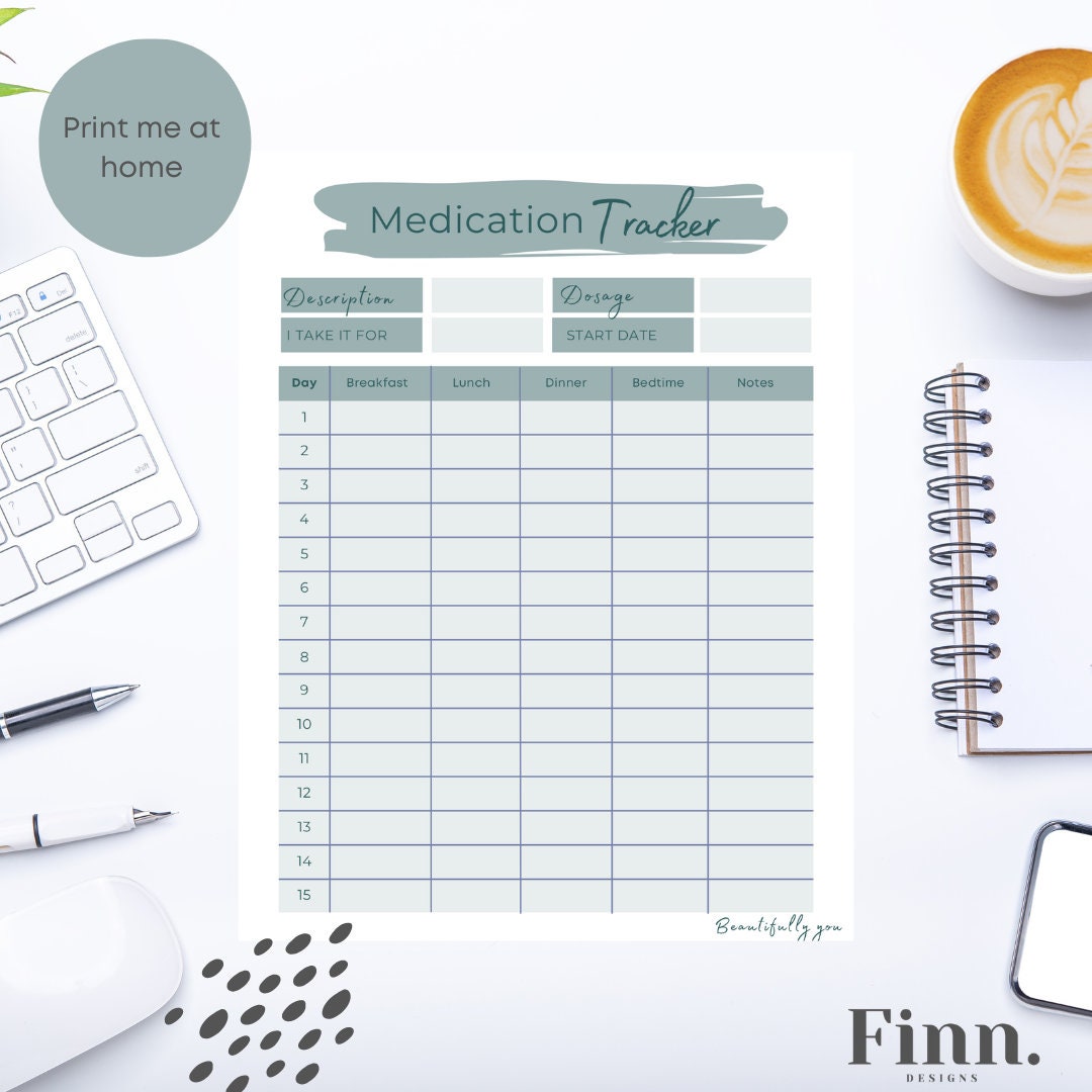 Medication Chart Tracker Printable I Medicine Log for Family, Chronic ...