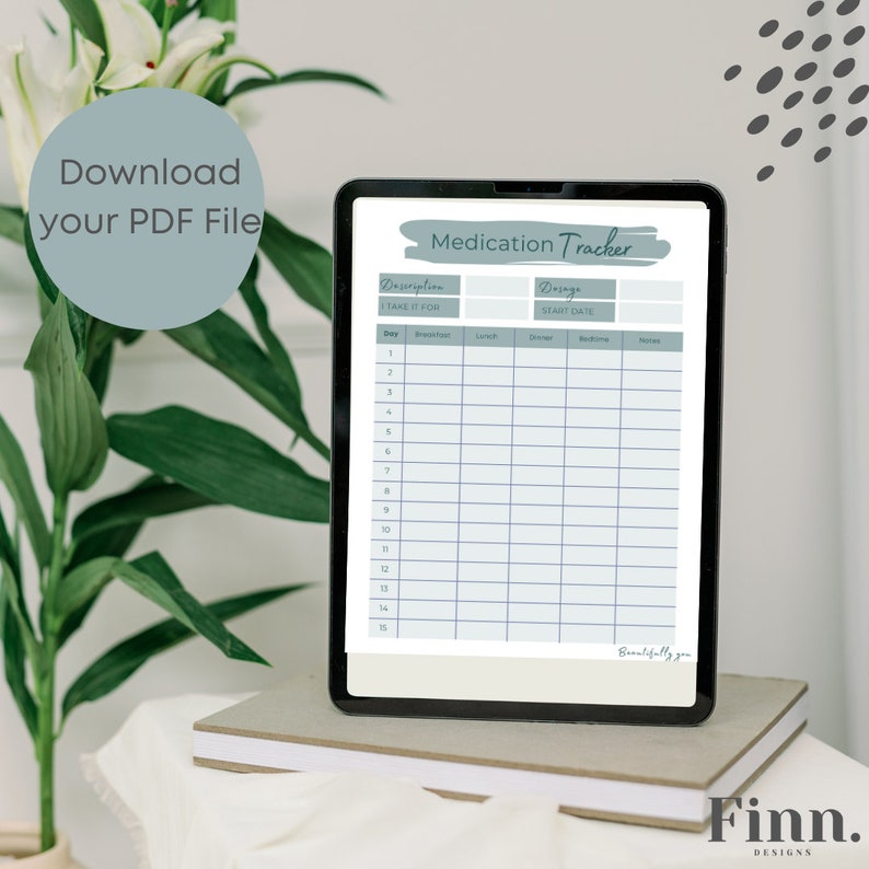 Medication Chart Tracker Printable I Medicine Log for Family, Chronic ...