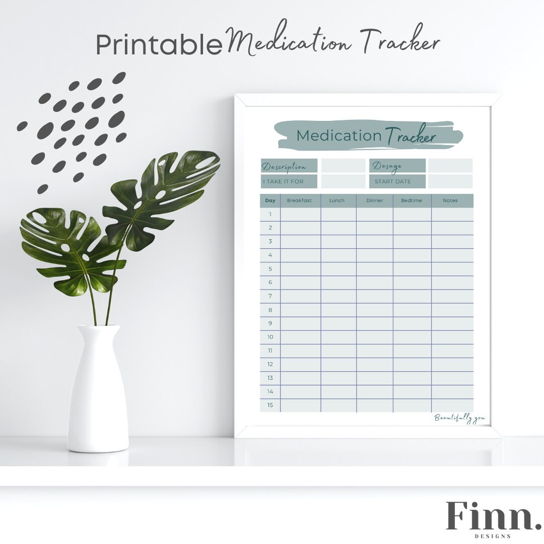 Medication Chart Tracker Printable I Medicine Log for Family, Chronic ...