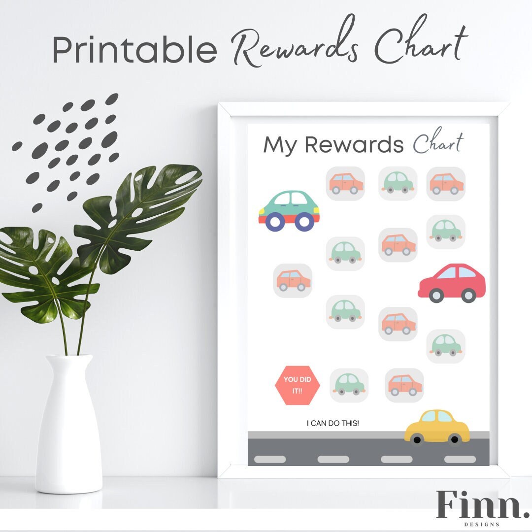 REWARDS CHART CARS, Potty Training Chart, for Boys, Printable, Rewards ...