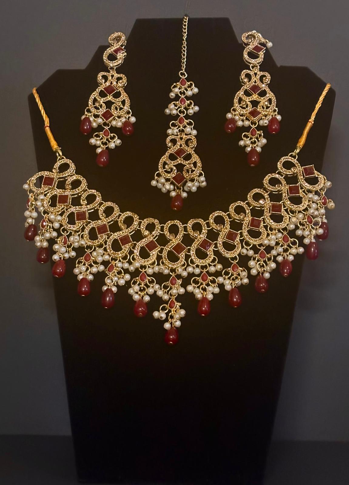 Pakistani Intricate Design With Shimmering Red Stones, Matching ...