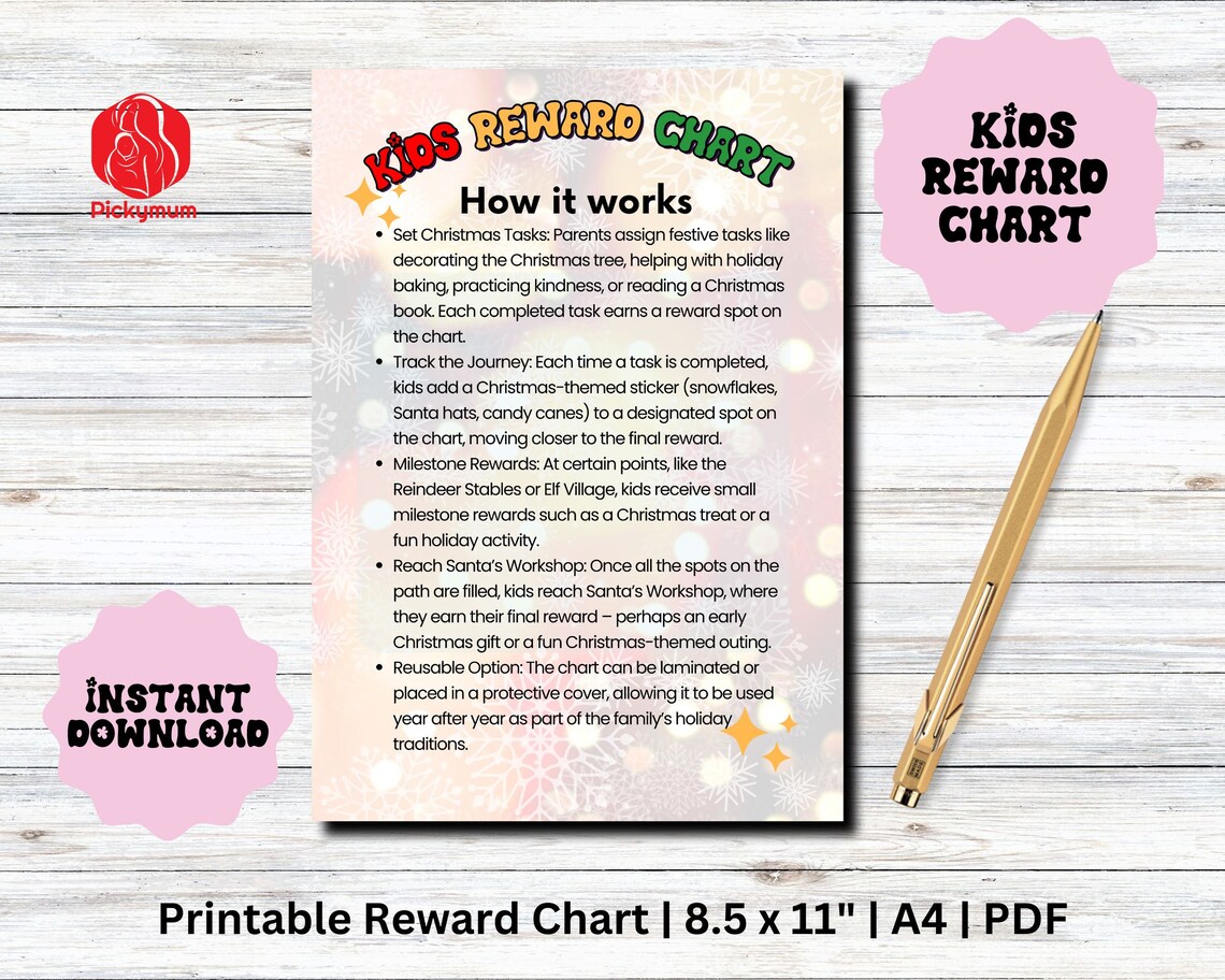Christmas Kids Reward Charts Printable Kids Daily Activities Chart ...