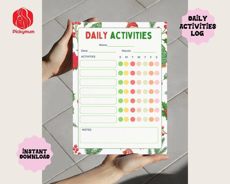 Christmas Kids Reward Charts Printable Kids Daily Activities Chart ...