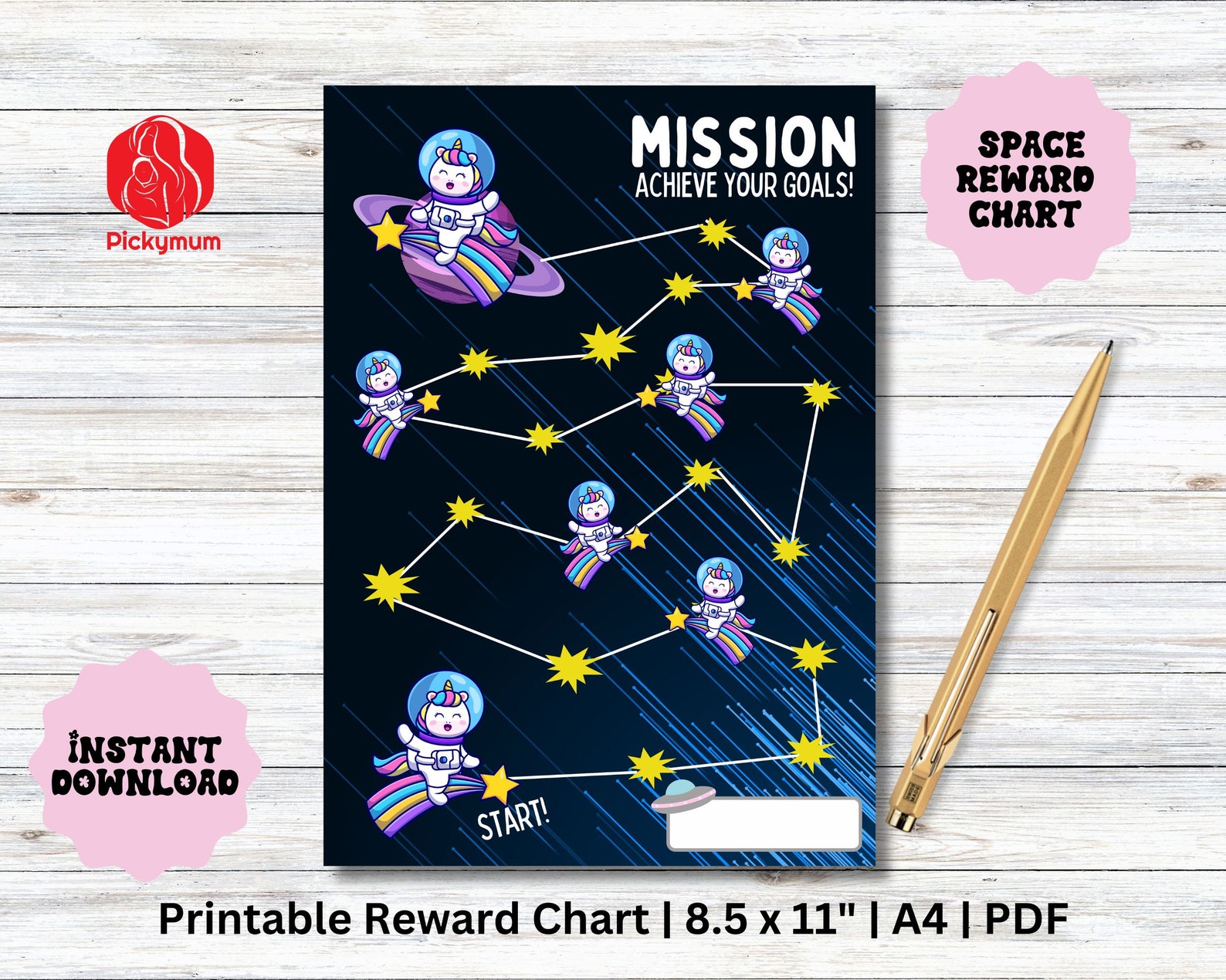3 Space Kids Reward Charts Printable Kids Reward Chart for Boys ...