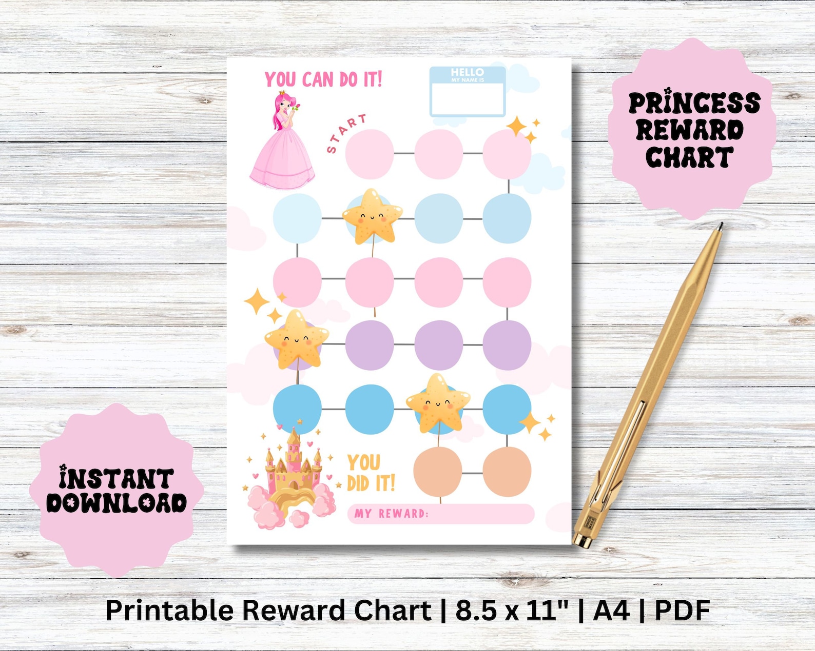 3 Printable Kids Reward Chart Princess Reward Charts for Girls Behavior ...