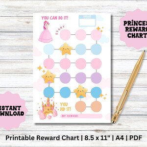 3 Printable Kids Reward Chart Princess Reward Charts for Girls Behavior ...