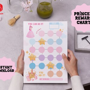 3 Printable Kids Reward Chart Princess Reward Charts for Girls Behavior Chart Potty Training ...