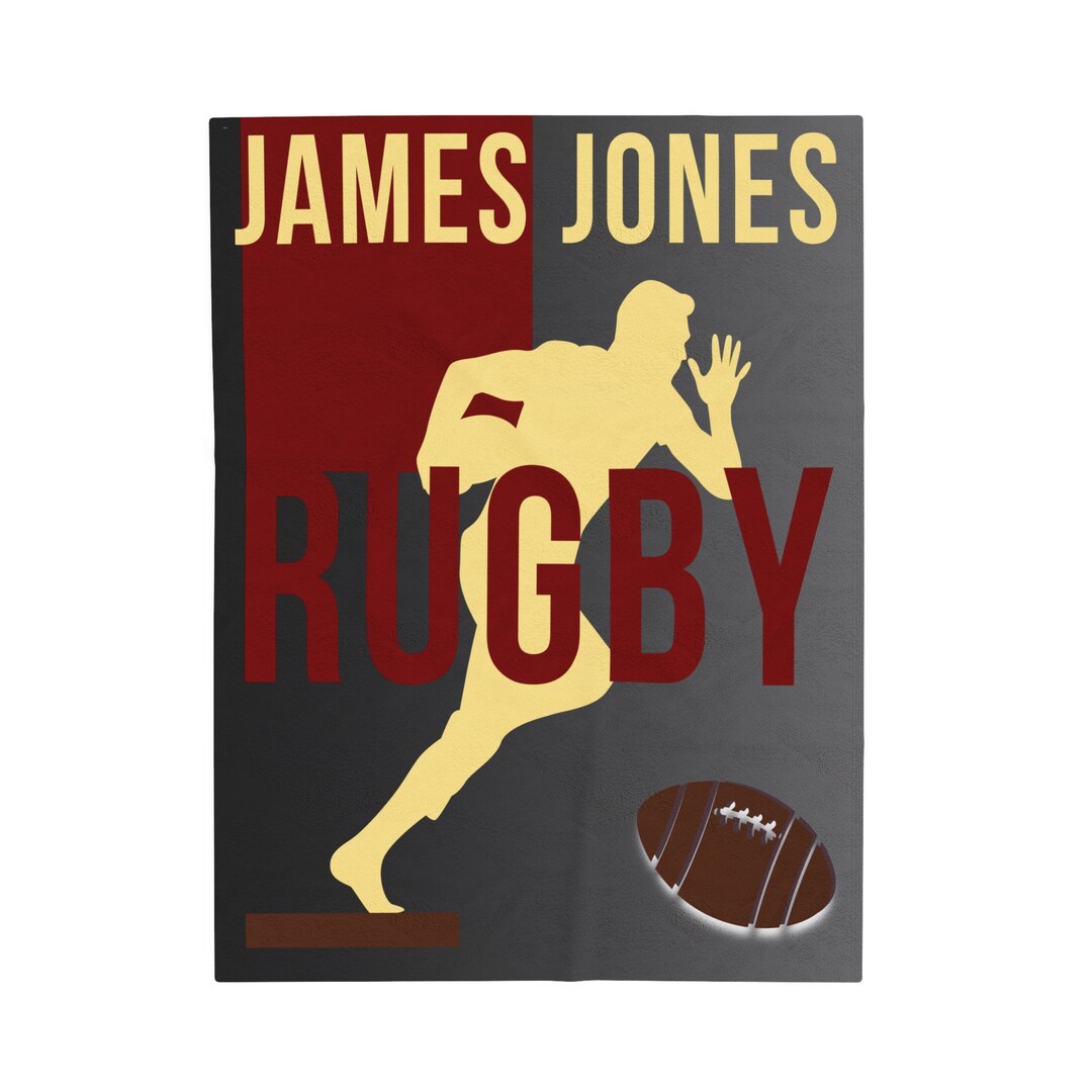 Rugby Personalized Name Velveteen Plush Blanket, Custom Name Rugby Boy ...