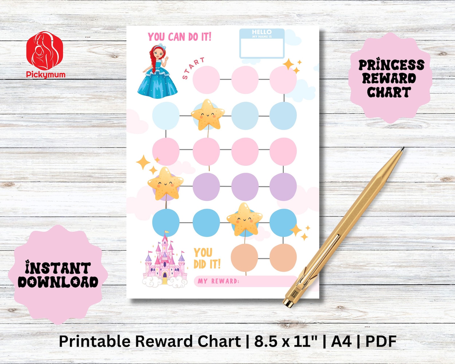 3 Printable Kids Reward Chart Princess Reward Charts for Girls Behavior ...