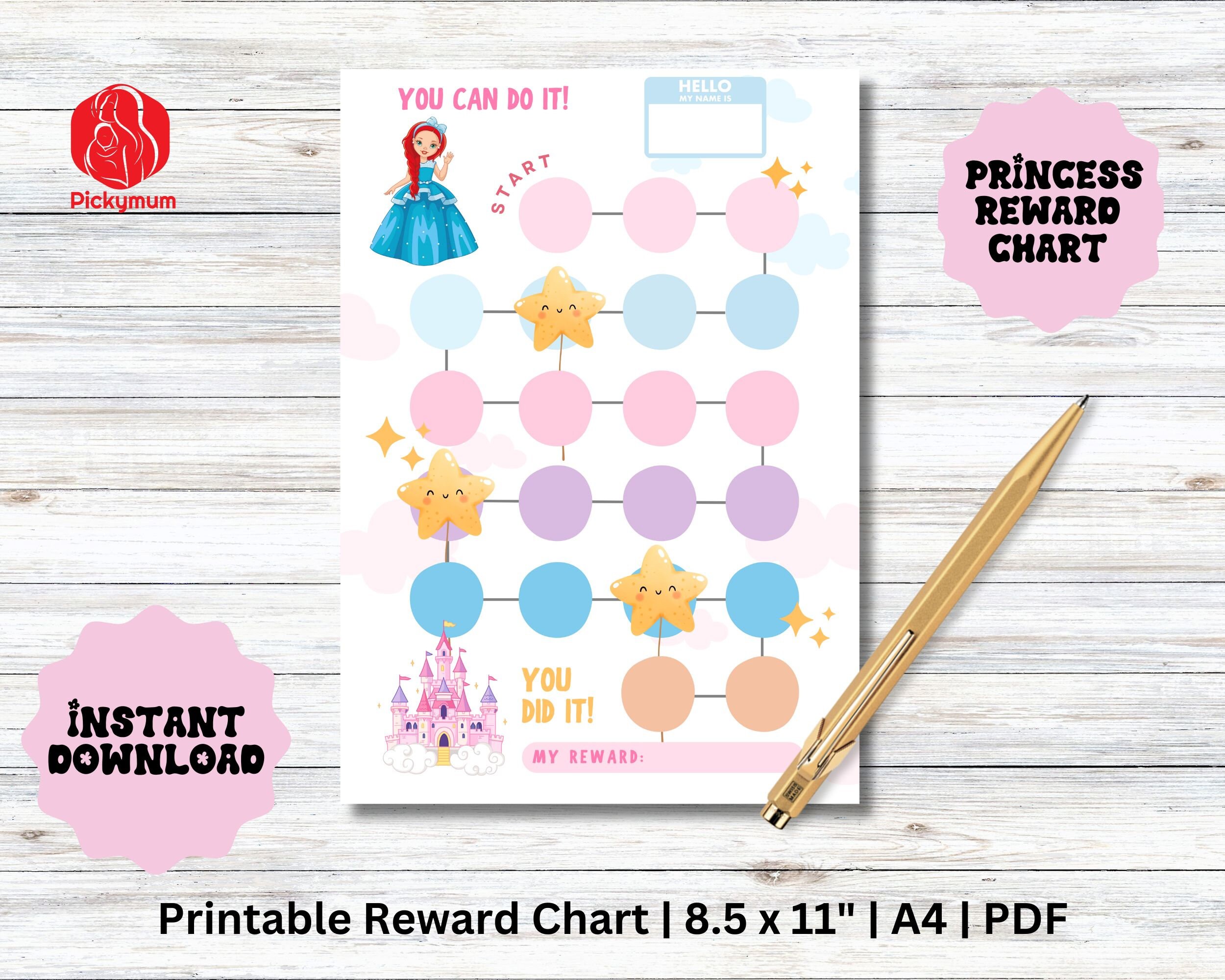 3 Printable Kids Reward Chart Princess Reward Charts for Girls Behavior ...