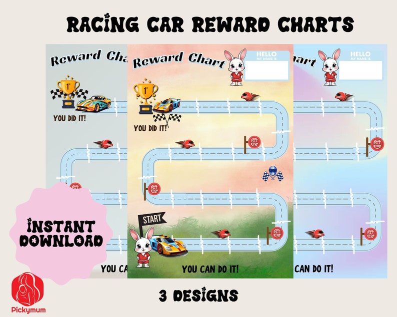 3 Printable Kids Reward Chart Racing Car Reward Charts for Boys ...