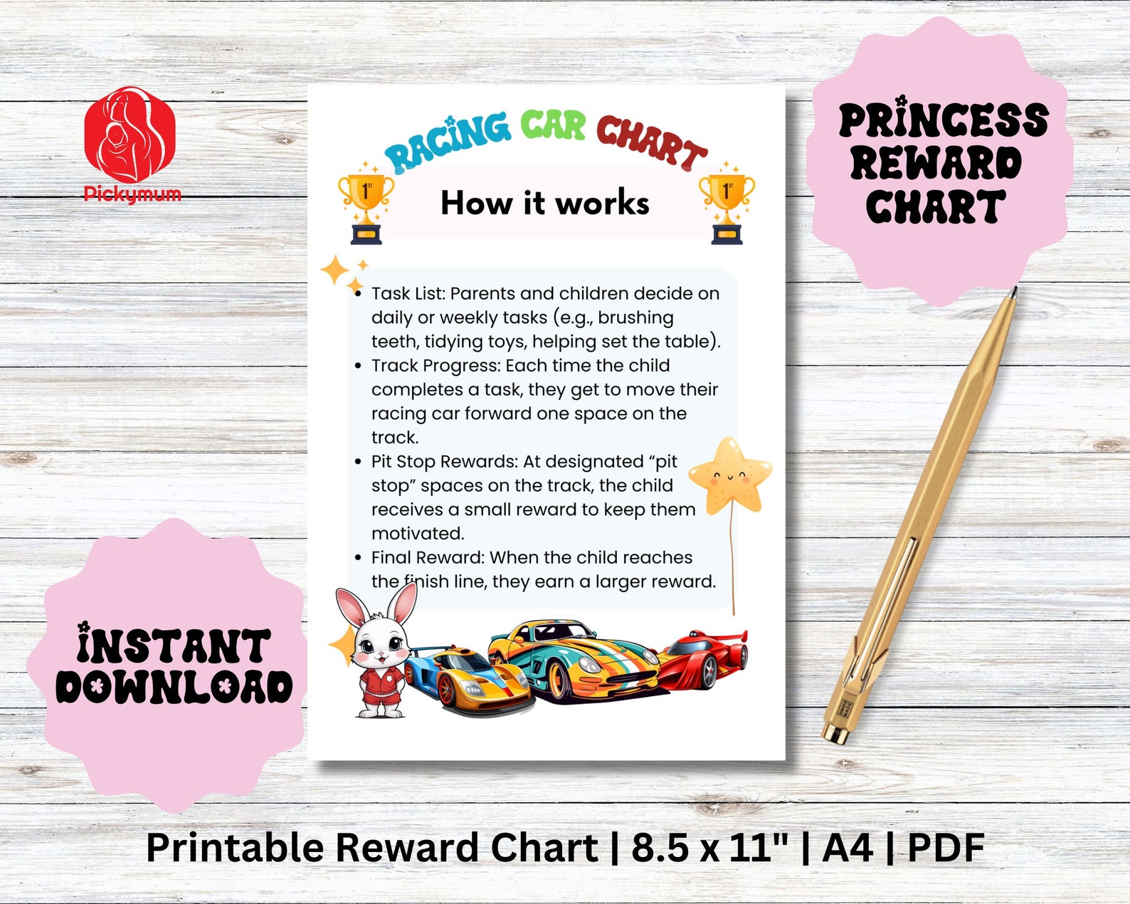 3 Printable Kids Reward Chart Racing Car Reward Charts for Boys ...