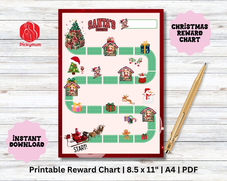Christmas Kids Reward Charts Printable Kids Daily Activities Chart ...