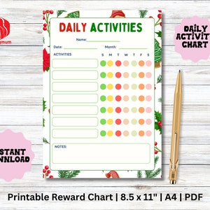 Christmas Kids Reward Charts Printable Kids Daily Activities Chart ...