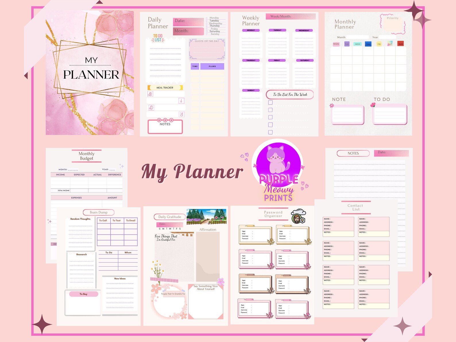 Editable Daily Planner Template Canva Printable Daily Planner US Letter ...