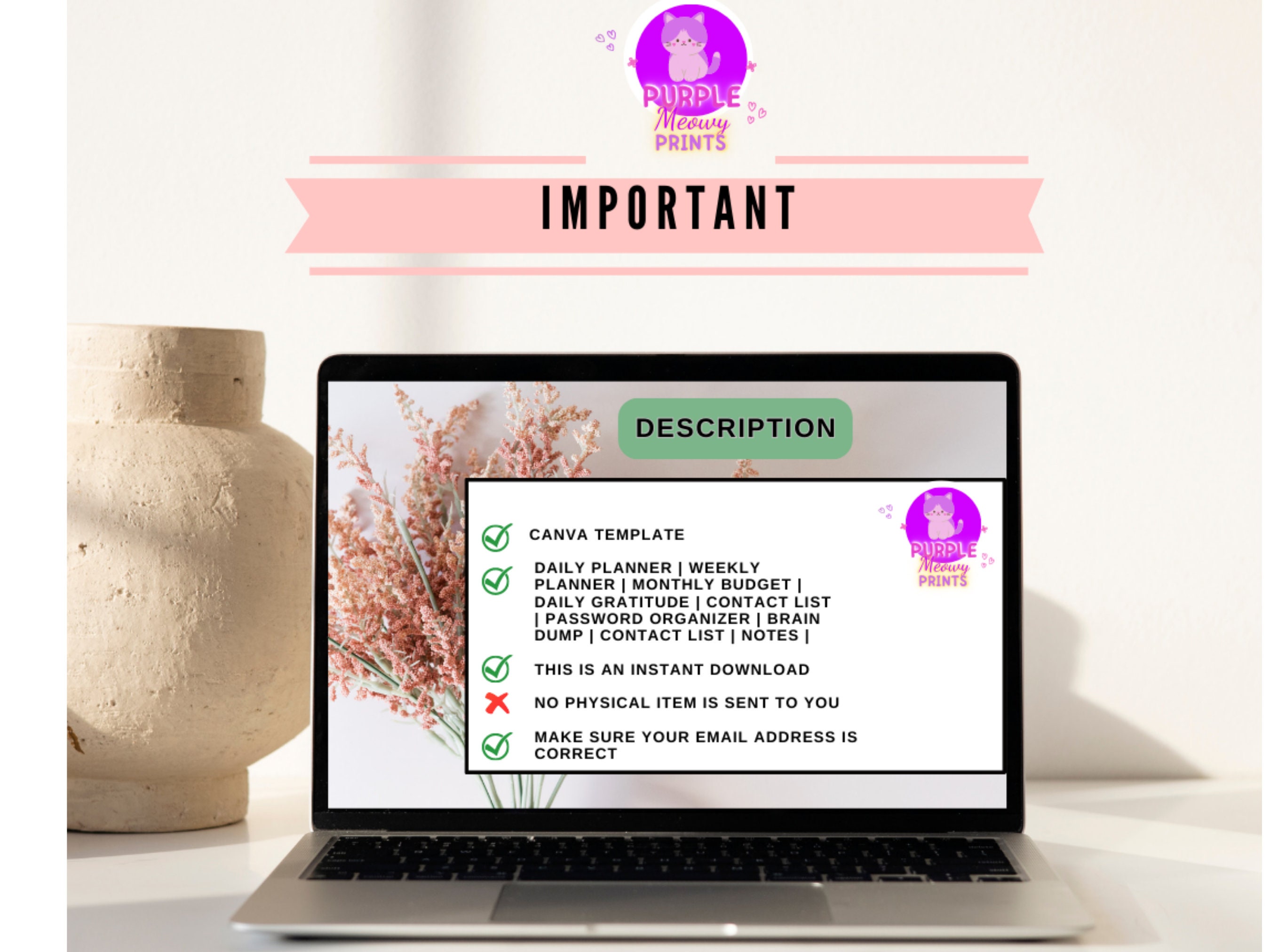 Editable Daily Planner Template Canva Printable Daily - Etsy