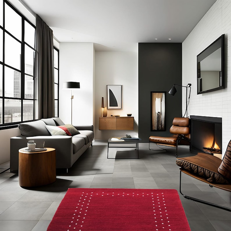 Red Gabbeh Large Area Rug Bohemian Rug Runner Rug Handloom Rug Bedroom ...