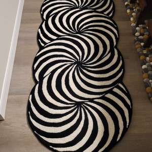 2x8 Black White Runner Rug. 2.5x12 Hand Tufted Wool Runner Rug. Kitchen ...