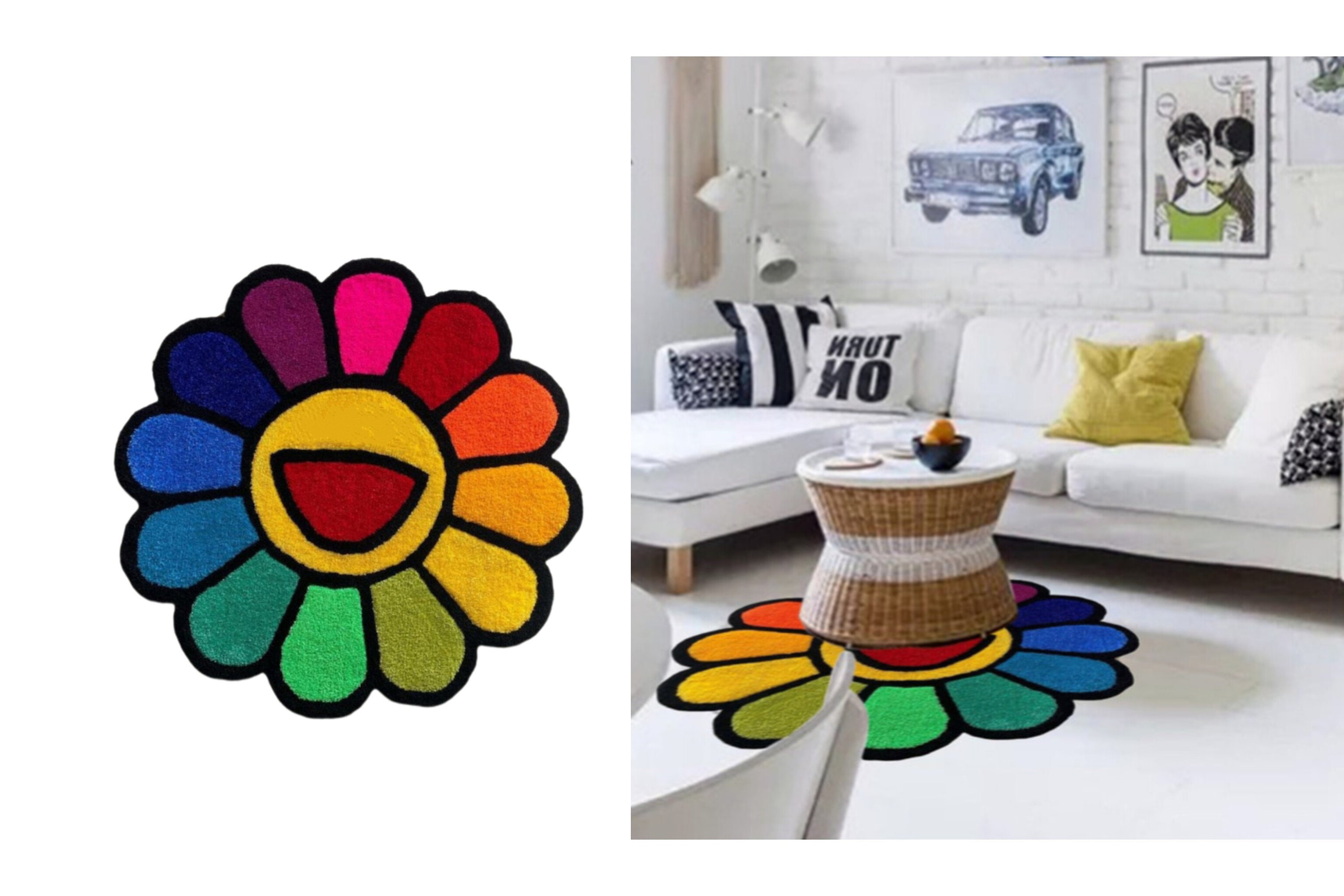 Takashi Murakami Hand Tufted Rug. Wool Rug. Colorful Rug. Multicolor ...