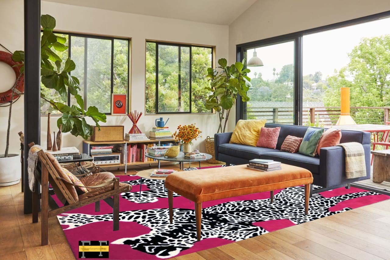 New Pink Leopard 5x8 6x9 Hand Tuft Handmade Woolen Rug Cheetah Rug 4x6 ...