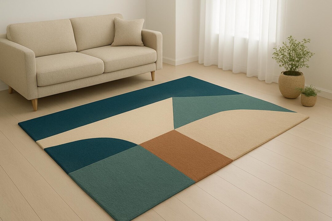 Modern Hand Tufted Rug | Mid-century Wavy Living Room Carpet - Etsy