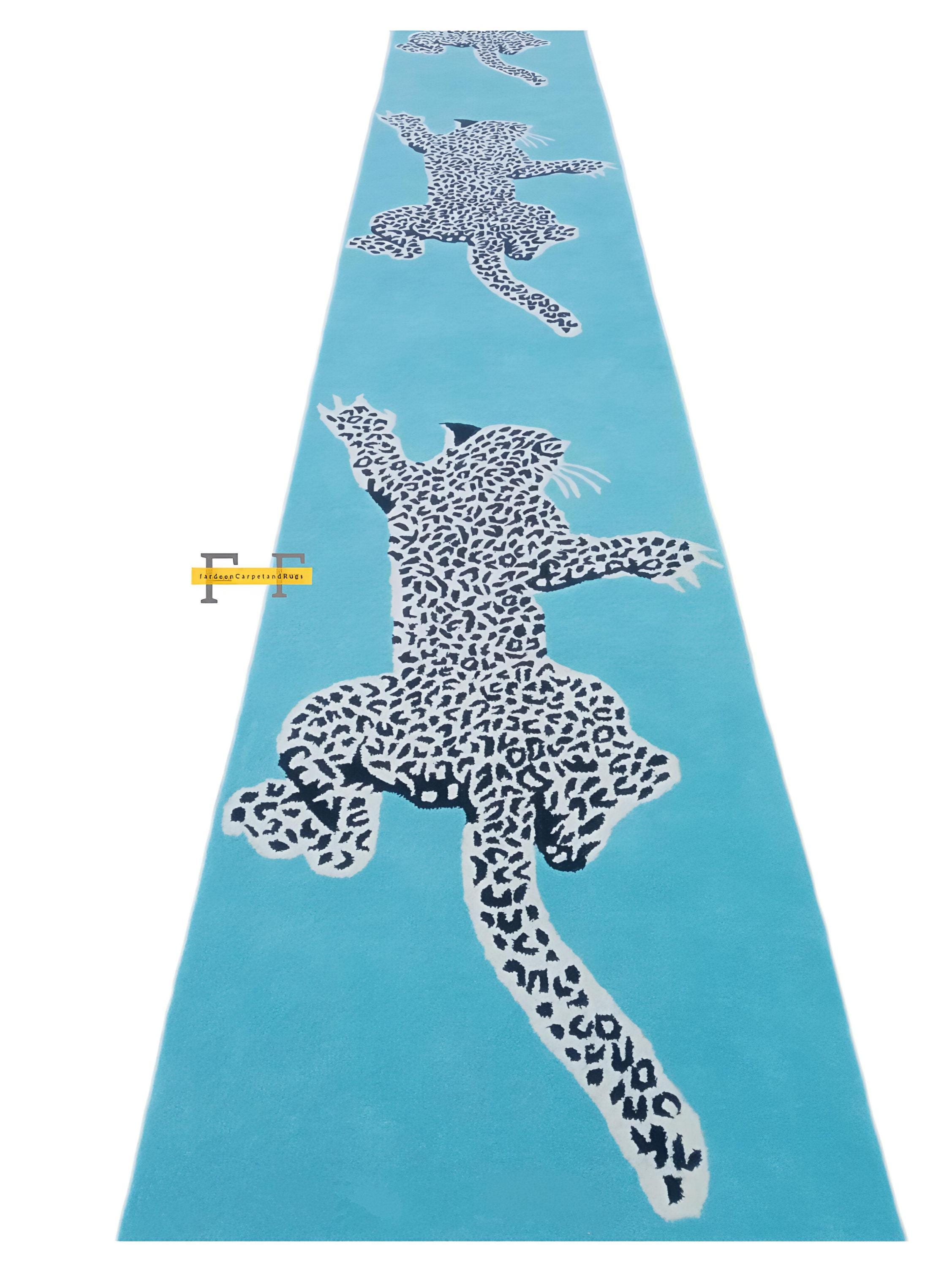 Climbing Leopard Runner Rug - Modern Cheetah Print Hallway, Stairway ...