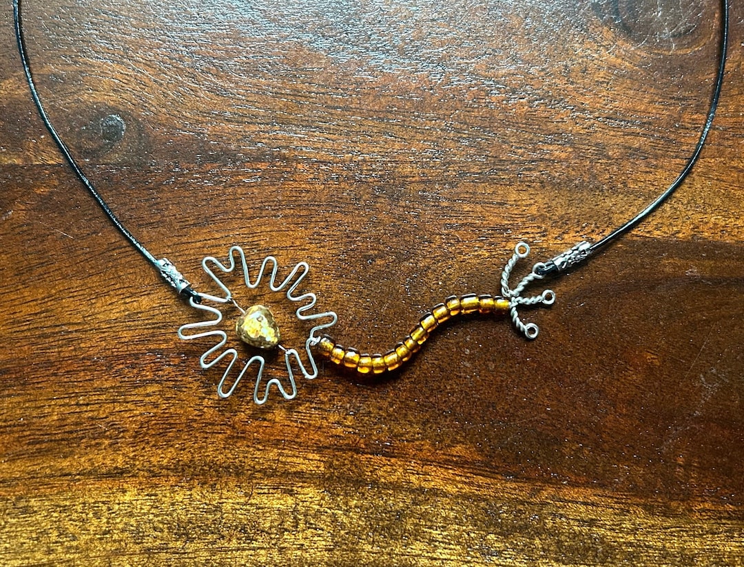 Colorful Wire Neuron Necklace, Leather Cord - Etsy
