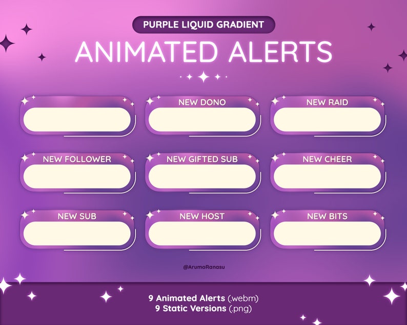 Purple Liquid Gradient Animated Stream Alerts - Etsy