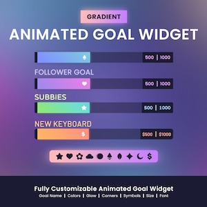 Gradient - Animated Goal Widget | Goal Tracker, OBS, Stream Assets ...