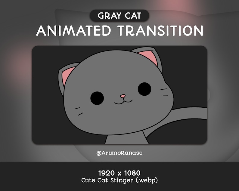 Cute Gray Cat Animated Stream Transition Twitch - Etsy Australia