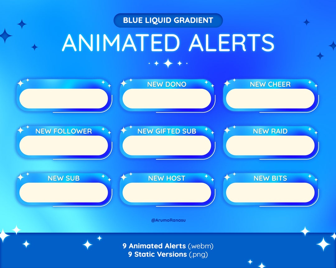 Animated Stream Alerts - Blue Liquid Gradient | Twitch Alerts, OBS ...