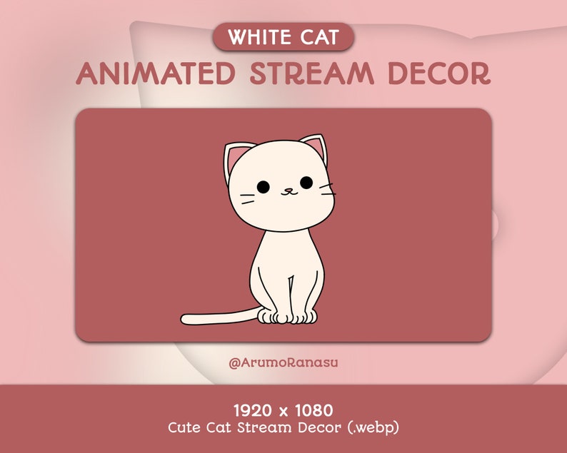 Cute White Cat - Animated Stream Decoration | Twitch Decoration, OBS ...