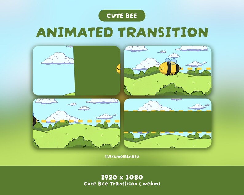 Kawaii Bee - Animated Stream Transition | Twitch Transition, OBS ...