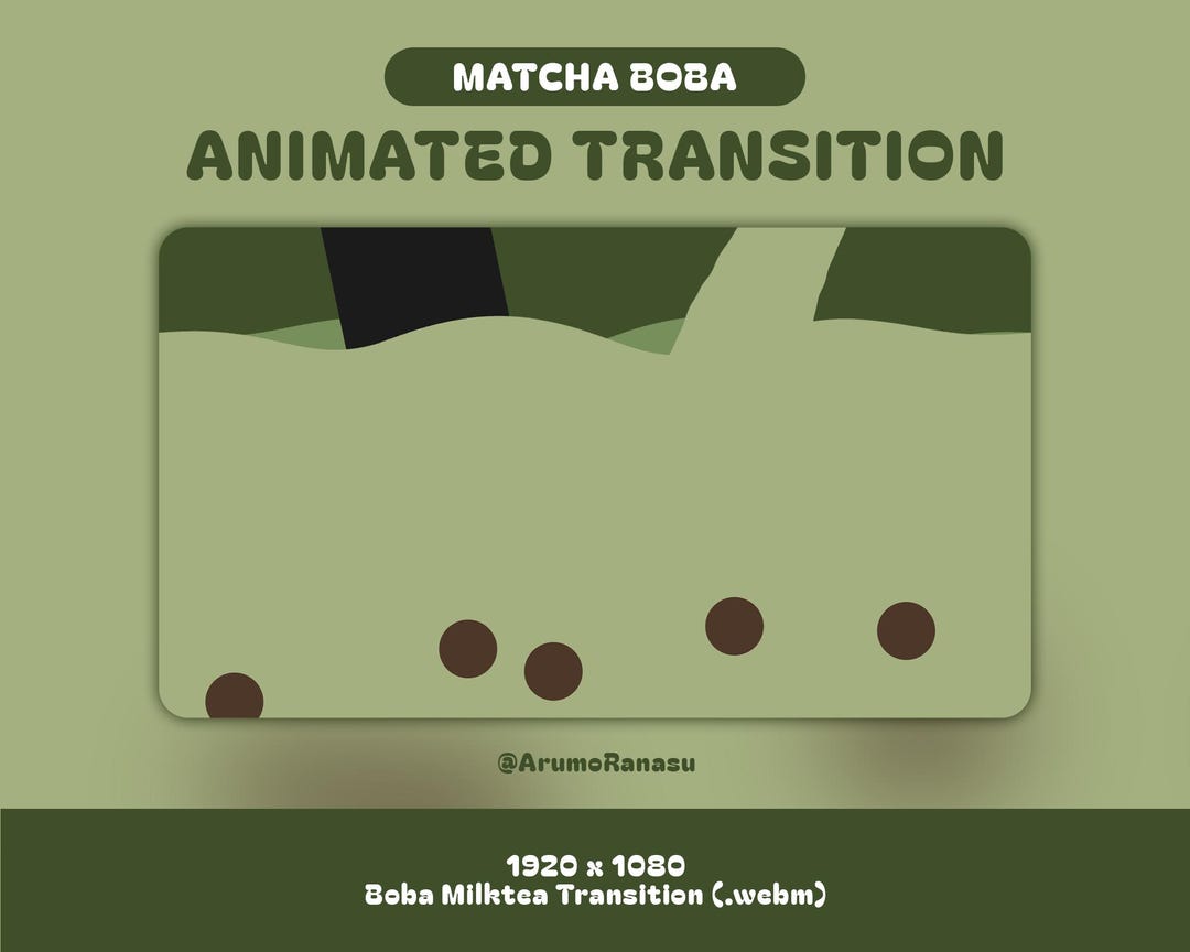 Matcha Boba Milk Tea Stream Transition: Animated Twitch Stinger - Etsy