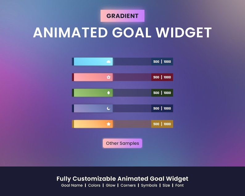 Gradient Animated Goal Widget Goal Tracker, OBS, Stream Assets, Cute ...